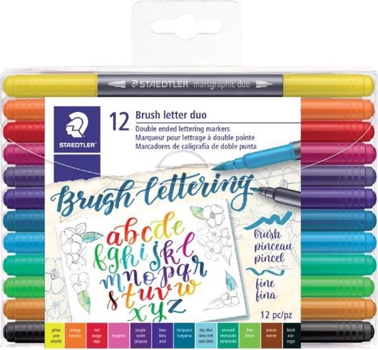 STAEDTLER Design Journey - Brush letter pen duo met (penseel)punt - set ...