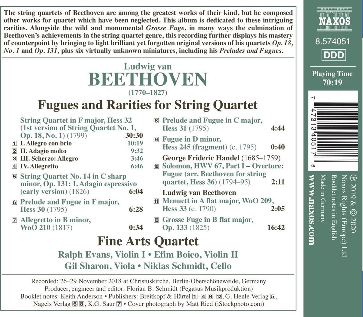 Ludwig Van Beethoven: Fugues And Rarities For String Quartet - Grosse ...