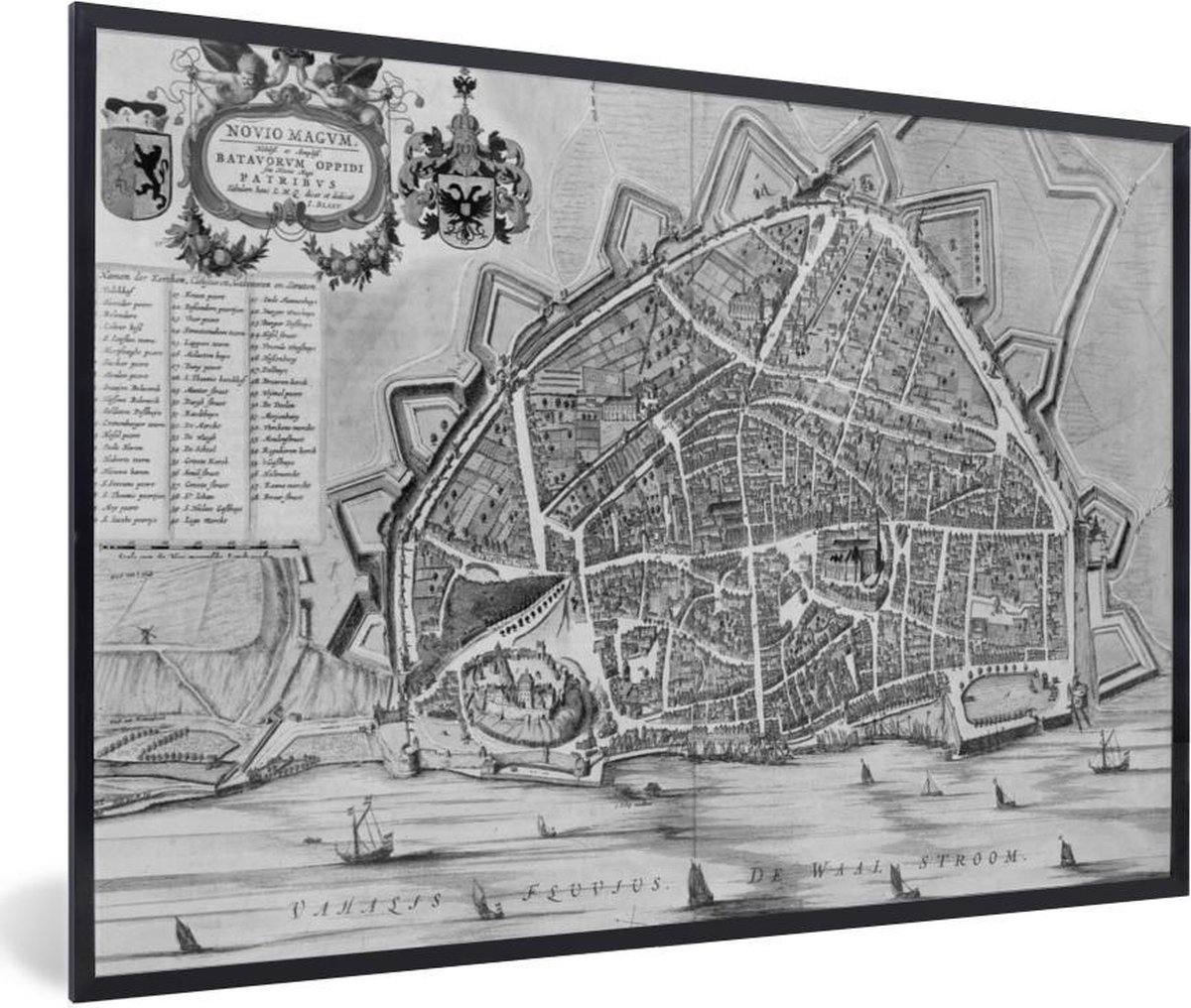 Fotolijst incl. Poster - Stadskaart - Nijmegen - Antiek - 30x20 cm ...