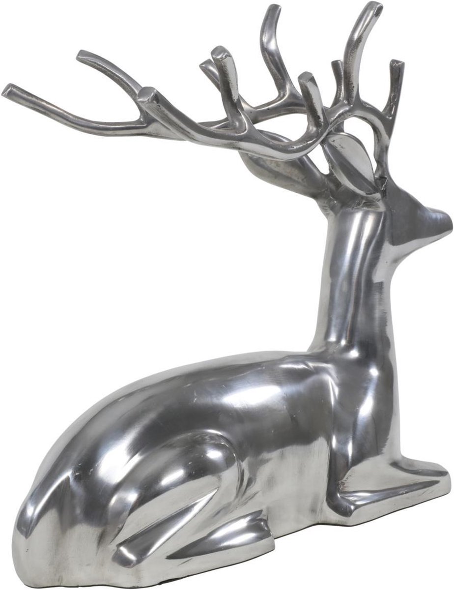 Beeld hert 30x18x 30 cm liggend zilver | bol.com