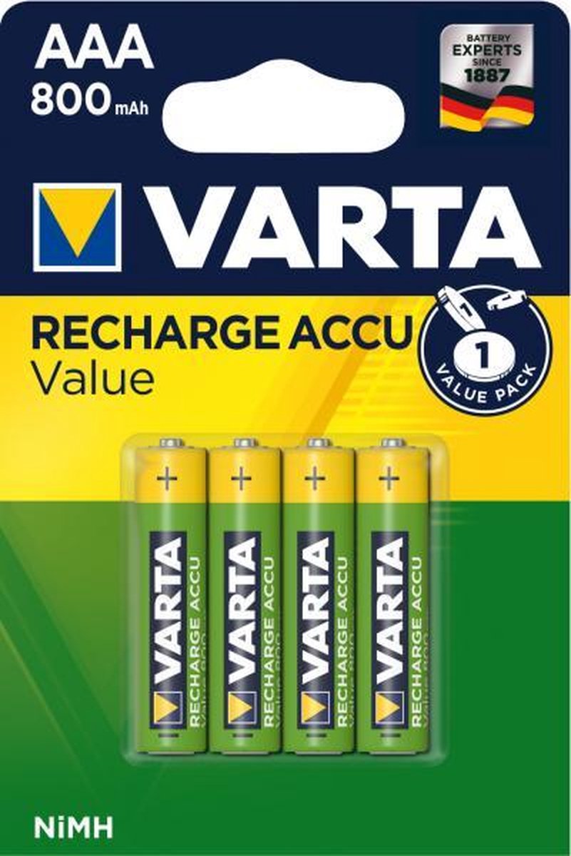 Varta AAA batterijen oplaadbaar - 800mAh - 4 stuks | bol.com