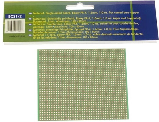 Velleman Eurocard, 100 x 80 mm, 1 contact per eiland, enkelzijdig ...
