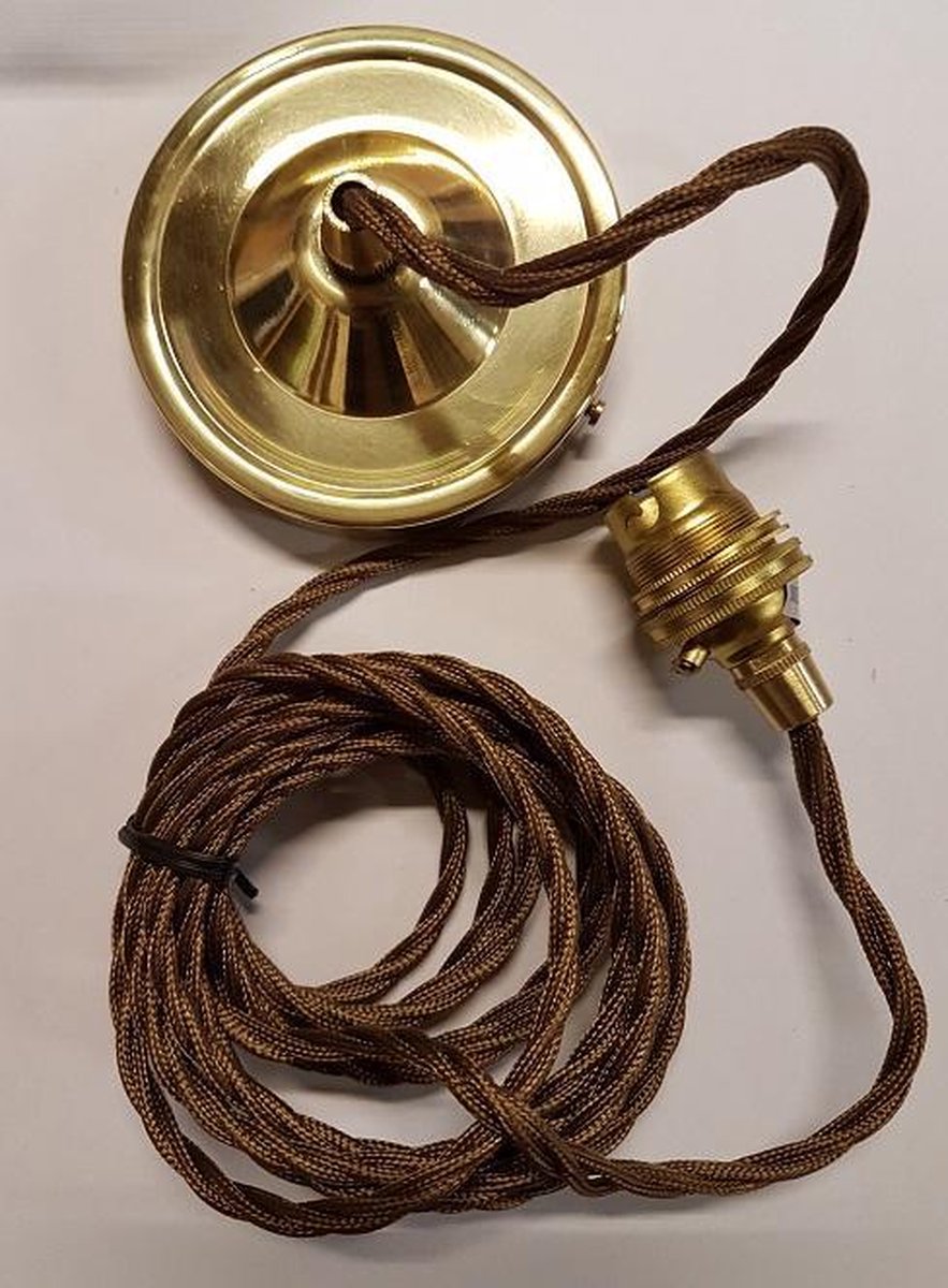 B22 Calex retro pendant, hanglamp met gepolijst messing B22 fitting ...