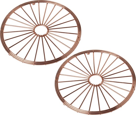 Set van 2x stuks ronde pannen onderzetters van metaal koper/rose 20 cm ...