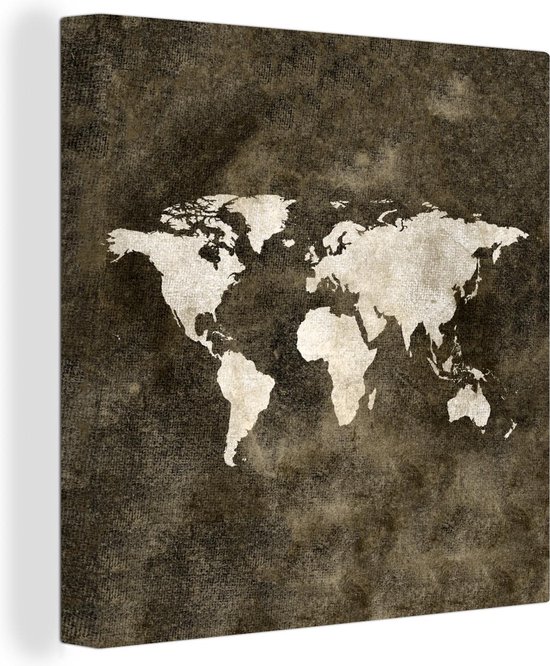 Canvas Wereldkaart - 20x20 - Wanddecoratie Wereldkaart - Retro - Goud ... Canvas Wereldkaart - 20x20 - Wanddecoratie Wereldkaart - Retro - Goud ...