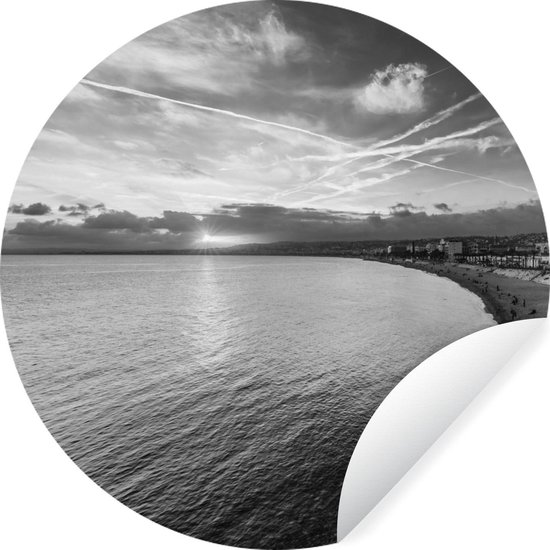 WallCircle - Muurstickers - Behangcirkel - Frankrijk - Zwart - Wit - Kust - 100x100 cm... | bol
