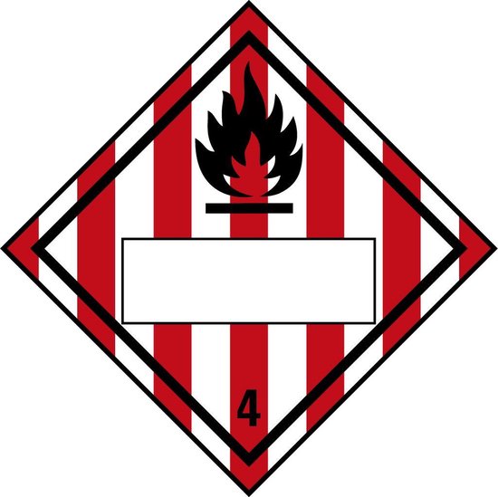 Beschrijfbare ADR klasse 4.1 sticker brandbare vaste stoffen 300 x 300 ...