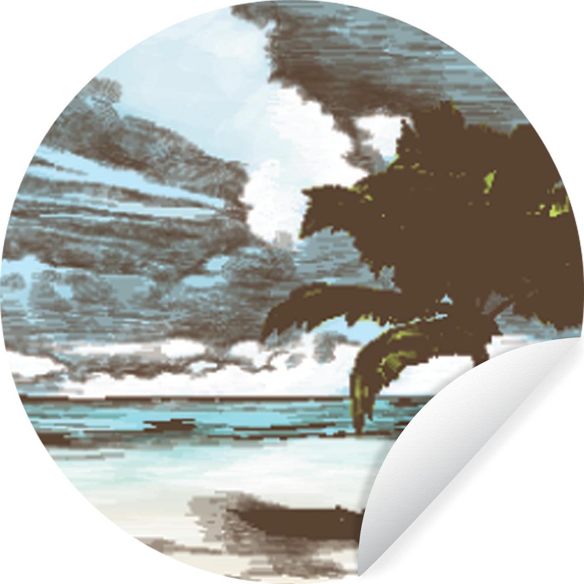 WallCircle - Muurstickers - Behangcirkel - Strand - Palmboom - Zee - 100x100 cm -... | bol.com