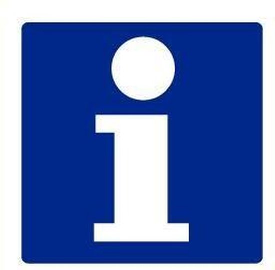 Informatie sticker, blauw wit 100 x 100 mm | bol