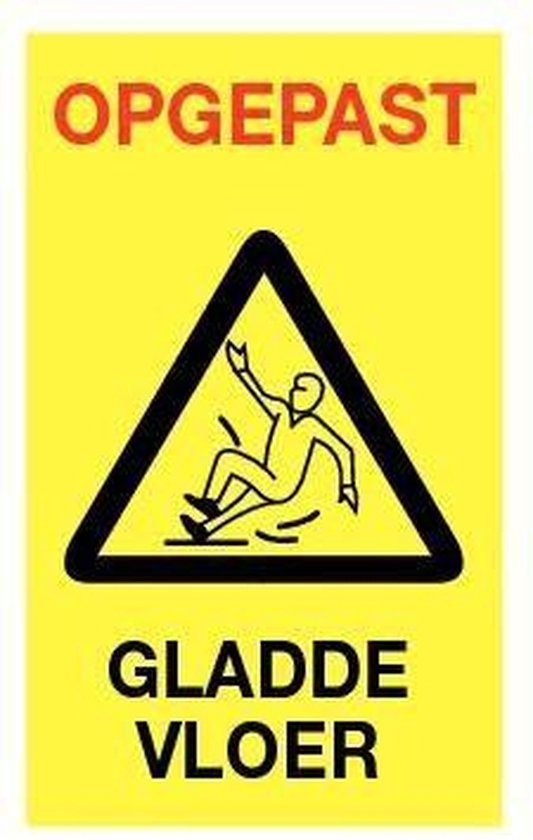 Signaalbord geel opgepast, gladde vloer dubbelzijdig 620 x 240 mm | bol.com
