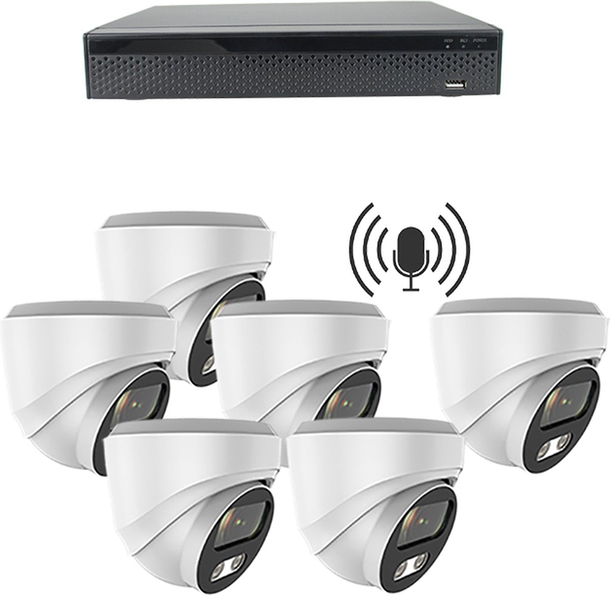 Beveiligingscamera Set 6x Sony 5MP IP Dome Camera Met Geluidsopname ...