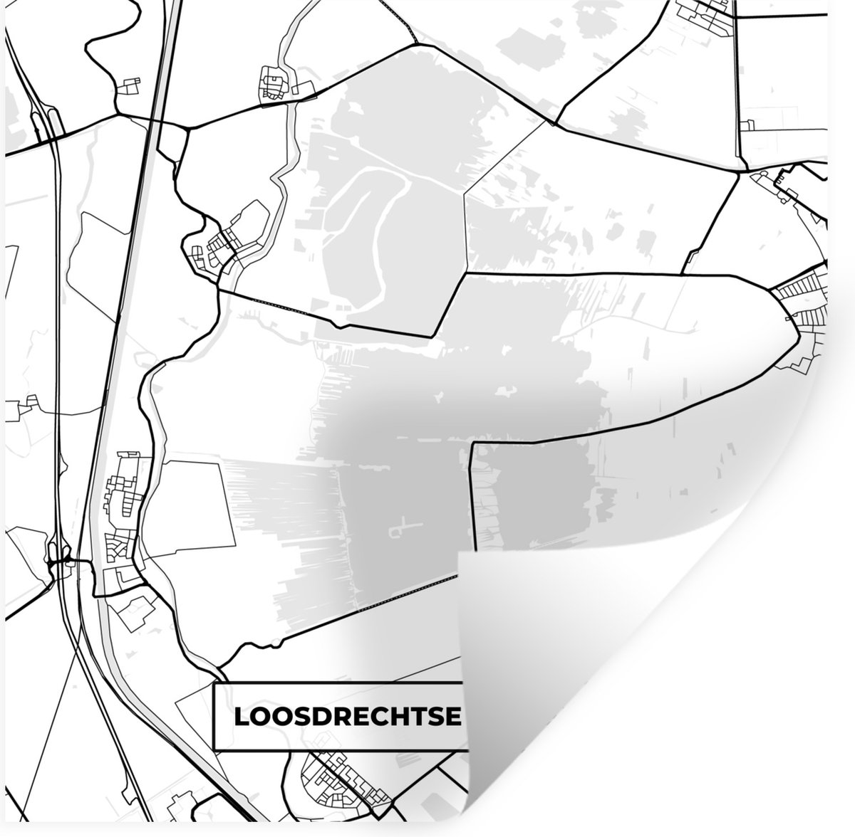 Muurstickers - Kaart - Loosdrechtse Plassen - Stadskaart - Plattegrond ...
