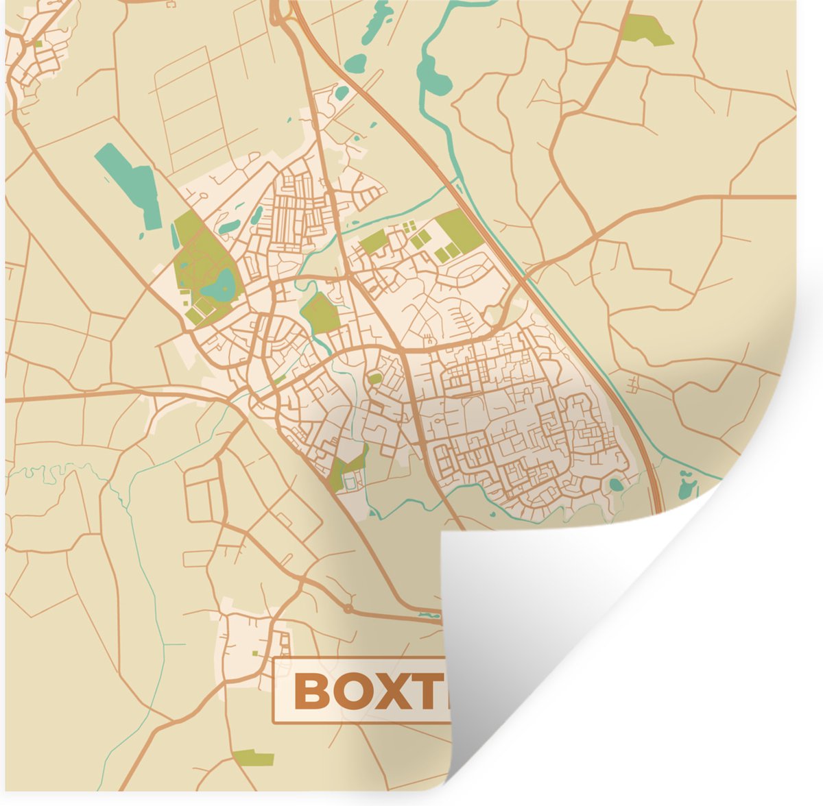 Stickers muraux - Boxtel - Carte - Carte - Plan de la ville - 80x80 cm ...