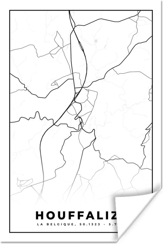 Poster België – Houffalize – Stadskaart – Kaart – Zwart Wit ...