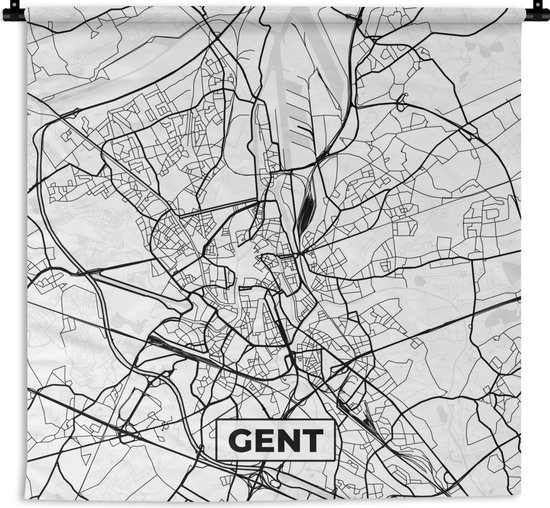 Wandkleed - Wanddoek - Stadskaart – Plattegrond – België – Zwart Wit ...