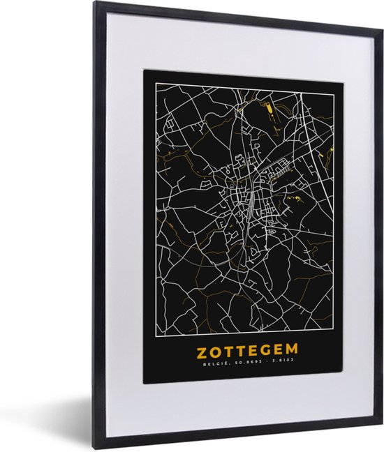 Fotolijst incl. Poster - Kaart - Goud - Plattegrond - Zottegem ...
