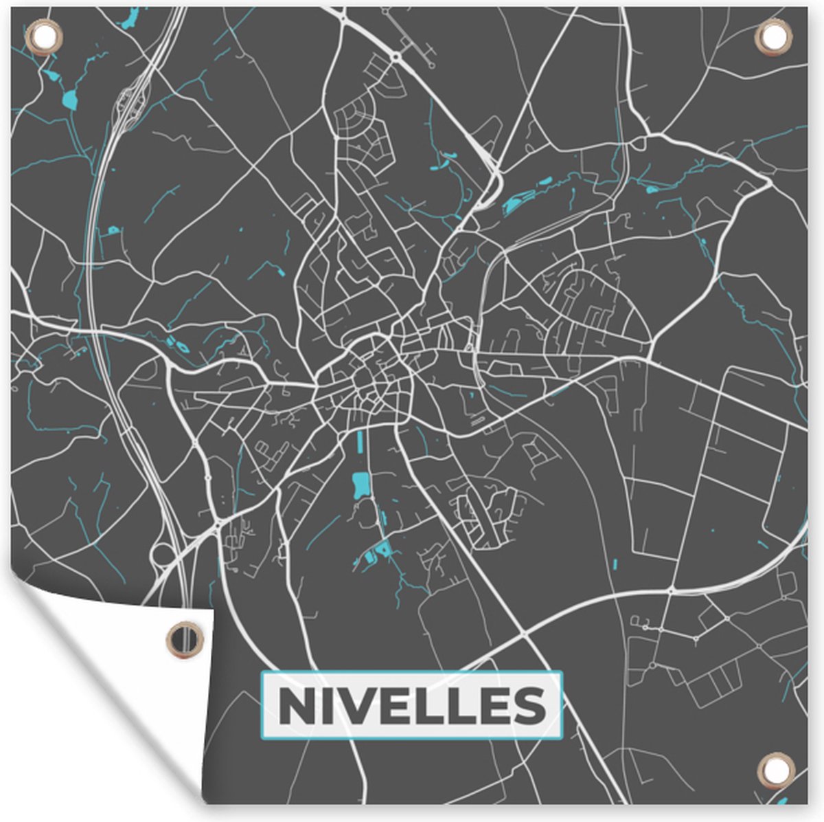 Tuinposters Stadskaart – Grijs - Kaart – Nivelles – België ...