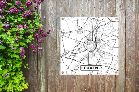 Tuinposters Kaart – Plattegrond – Stadskaart – Leuven – België – Zwart ...