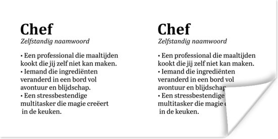 Poster Definitie - Koken - Chef - Woordenboek - Zelfstandig naamwoord ...