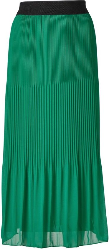 Dames plisse rok uni met elastische brede tailleband - groen - lang ...