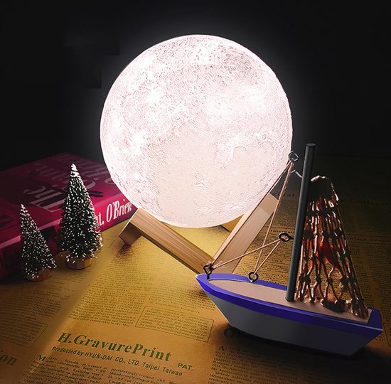 Nuvance - Maanlamp 3D Tafellamp - 10 cm - Warm Wit - Maan Lamp - Moon ...