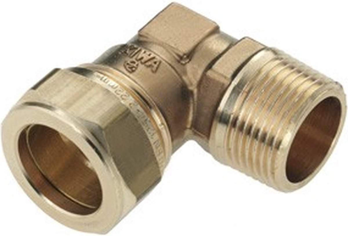 Bonfix knelkoppeling - knie - buitendraad - 3/8 x 12mm - Messing | bol.com