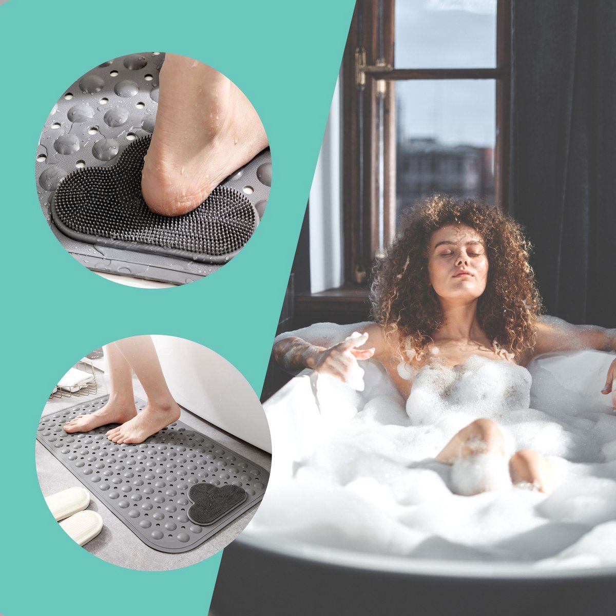 Badmat Douchemat Antislip - 70x40cm - Antislipmat Grijs met Zuignappen ...