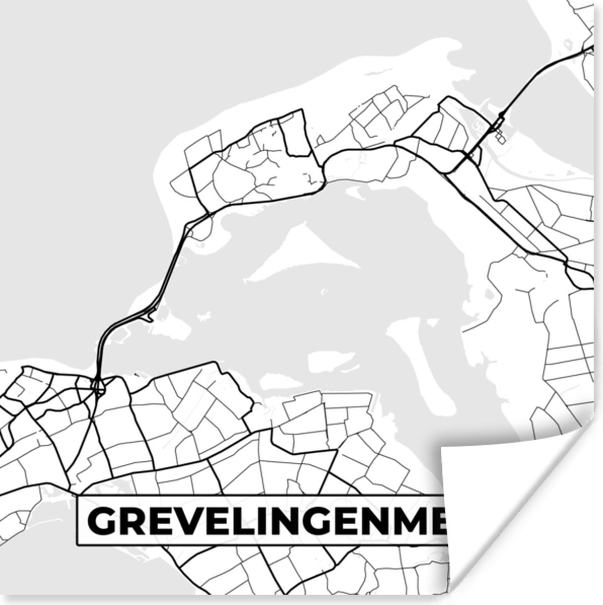 Poster Kaart - Zeeland - Plattegrond - Stadskaart - Grevelingenmeer ...