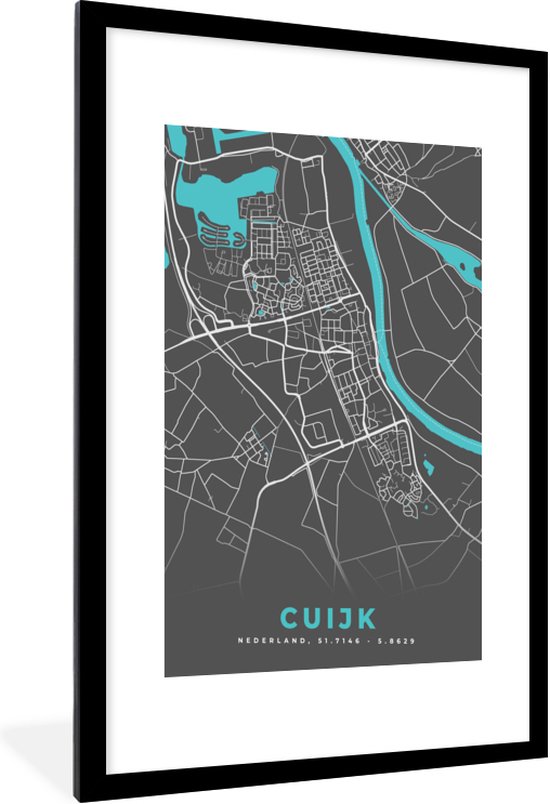 Fotolijst incl. Poster - Cuijk - Plattegrond - Stadskaart - Kaart ...