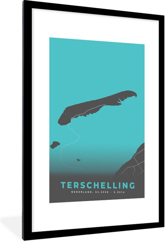 Fotolijst incl. Poster - Terschelling - Stadskaart - Plattegrond - Eiland -... | bol