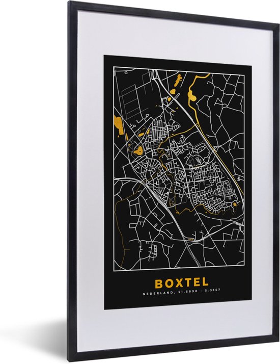 Fotolijst incl. Poster - Boxtel - Black and Gold - Stadskaart ...