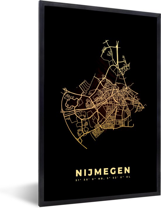 Fotolijst incl. Poster - Plattegrond - Nijmegen - Kaart - Stadskaart ...