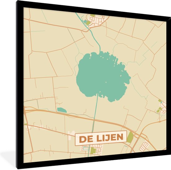 Fotolijst incl. Poster - Vintage - De Lijen - Kaart - Plattegrond ...