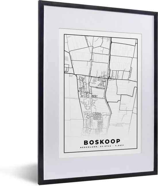 Fotolijst incl. Poster - Stadskaart - Boskoop - Plattegrond - Kaart ...