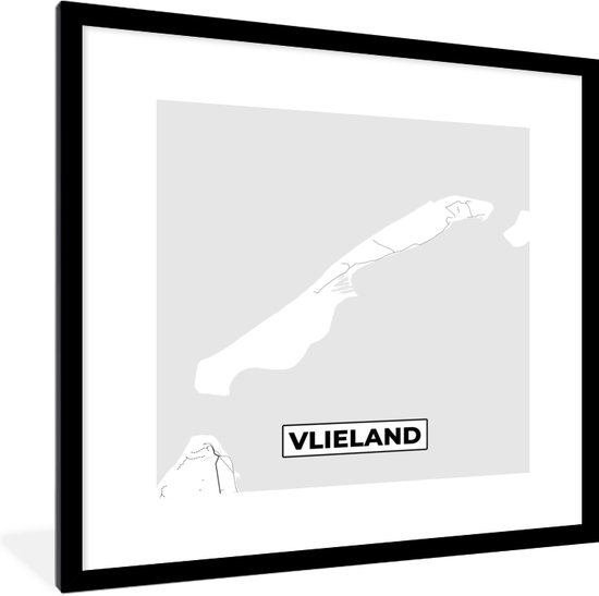Fotolijst incl. Poster - Plattegrond - Eiland - Kaart - Stadskaart - Vlieland - 40x40... | bol