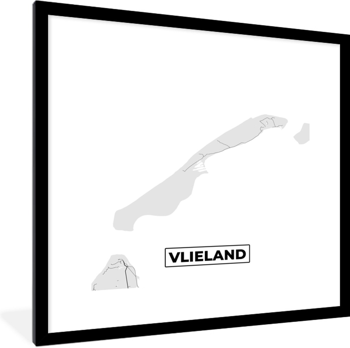 Fotolijst incl. Poster - Kaart - Vlieland - Eiland - Plattegrond - Stadskaart - 40x40... | bol.com