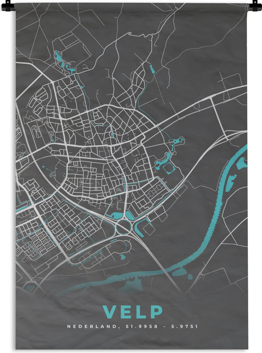 Wandkleed - Wanddoek - Velp - Stadskaart - Plattegrond - Kaart - 60x90 ...