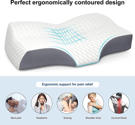 Fysio24 Hoofdkussen Nekklachten – Traagschuim Hoofdkussen – Orthopedisch & Ergonomisch... | bol.com