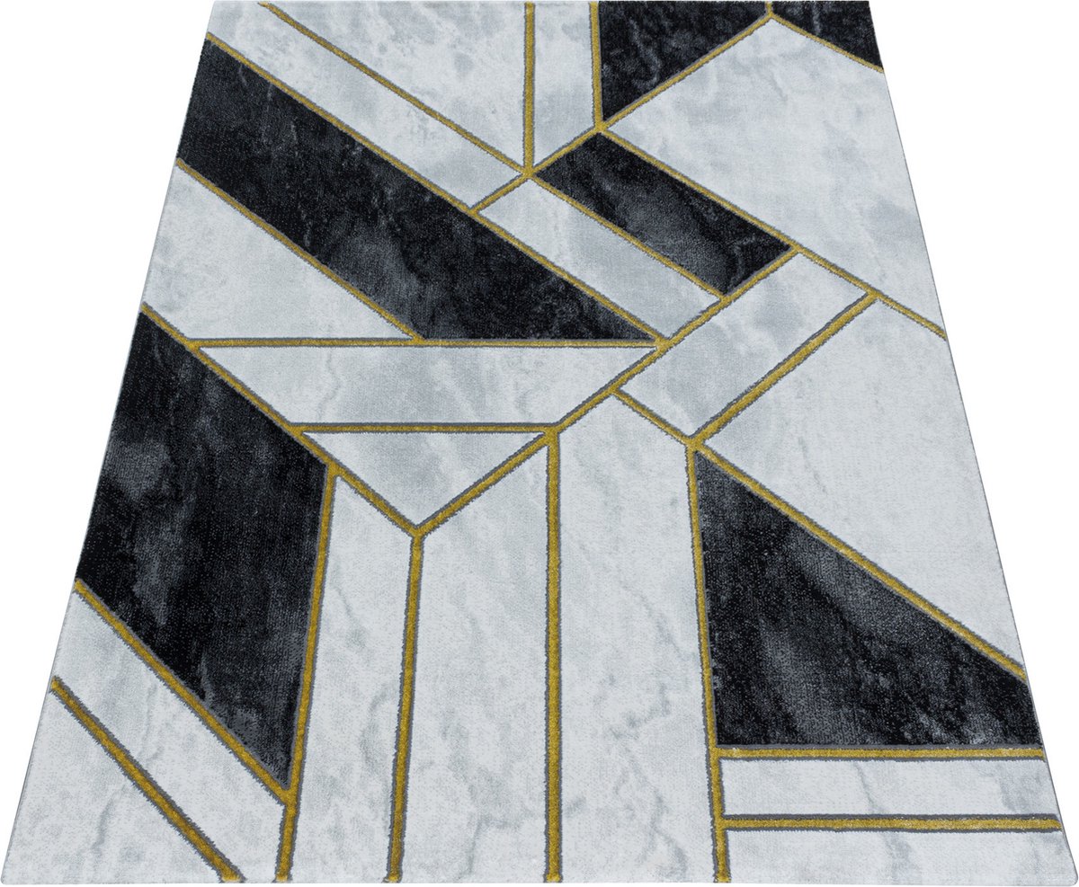 Modern Tapijt Met Tangram Design Goud-Grijs-Zwart kleuren | bol.com