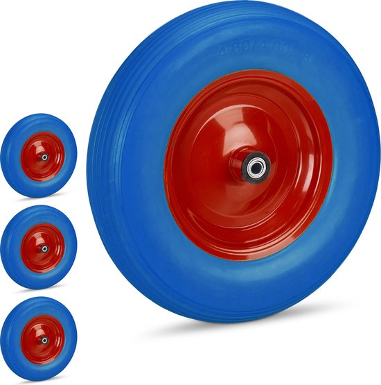 Relaxdays 4x roue de brouette anti crevaison - 4.80 4.00-8 ...