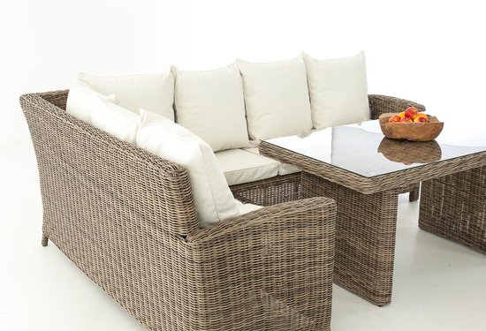 Premium Tuinset - Glazen tafel rotan wicker - Tuinmeubelen - Eettafel ...