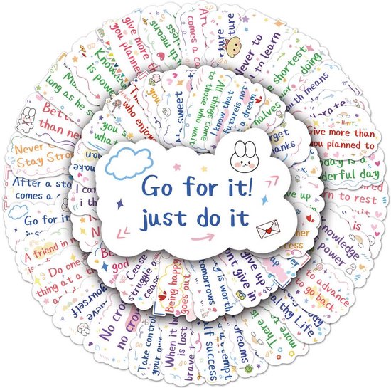 50 stuks stickers Engelse teksten 5.5 - 8.5 cm | bol