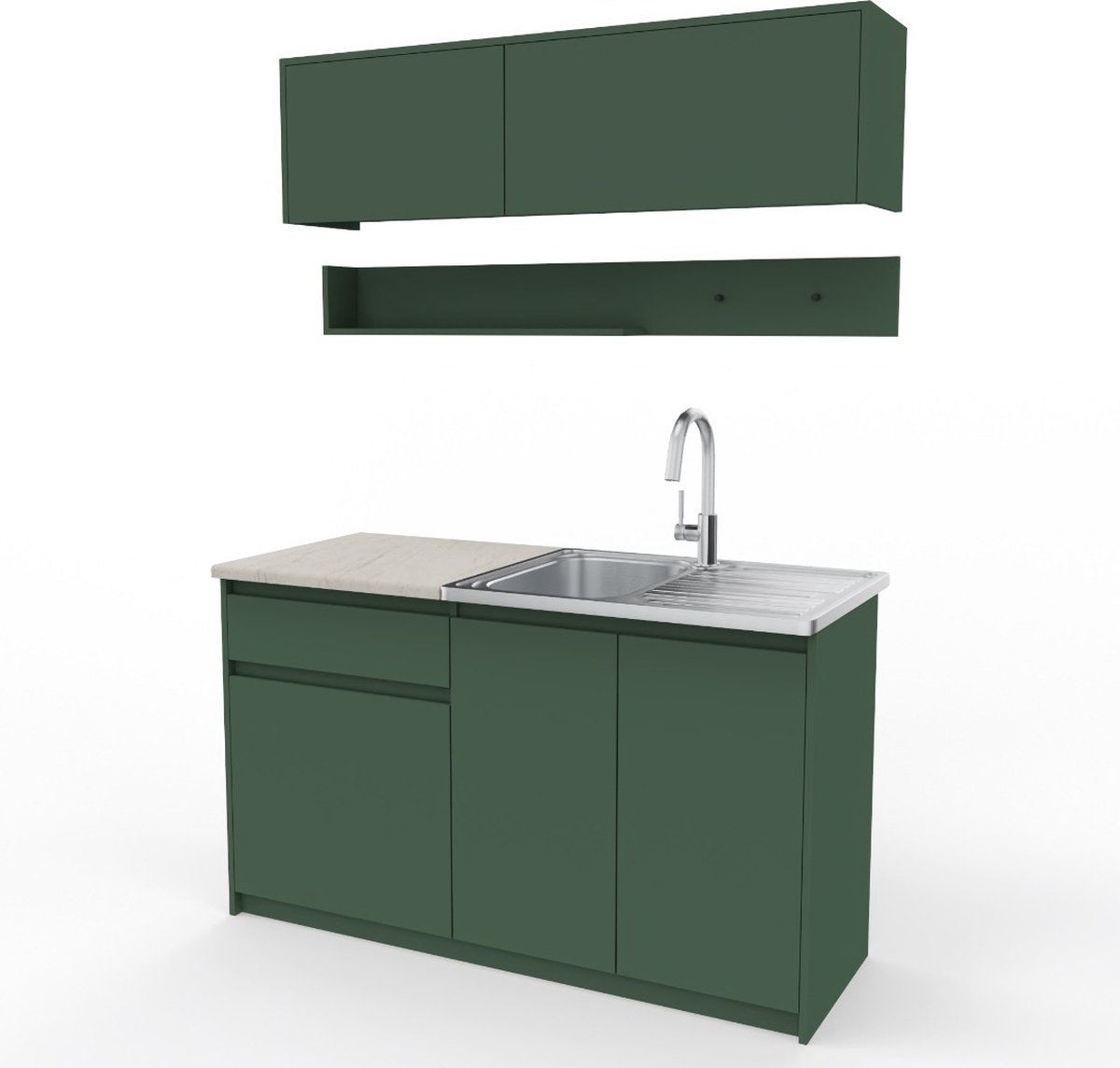 Kleine Keuken Dennen Groen - 140cm – Mini Keukenblok – Kitchenette met ...