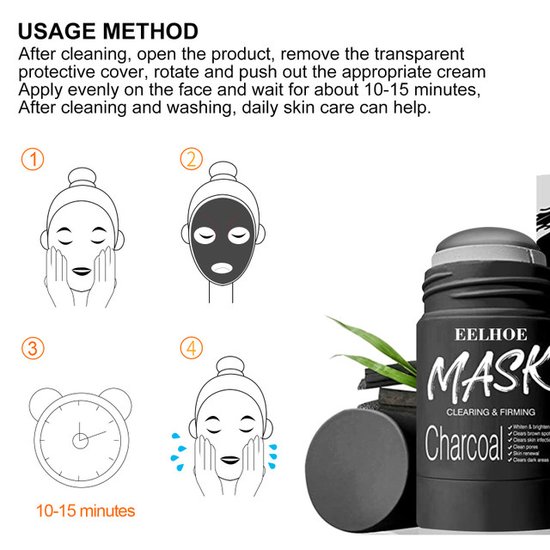 Eelhoe Charcoal Mask - Solid Face Cleansing Stick - gezichtsverzorging ...