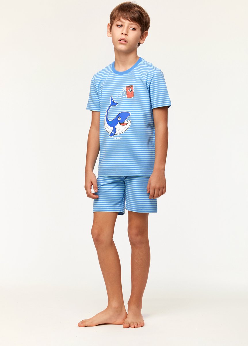 Woody pyjama jongens/heren - blauw gestreept - walvis - 231-1-PZA-Z/913 ...