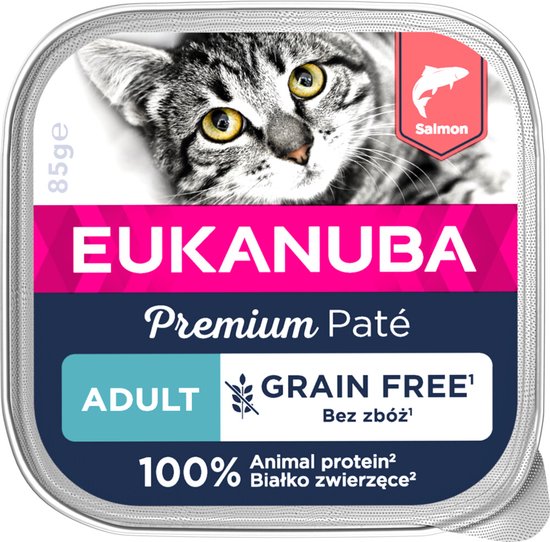 16x Eukanuba Zalm Pate Graanvrij Adult Kat 85 gr | bol