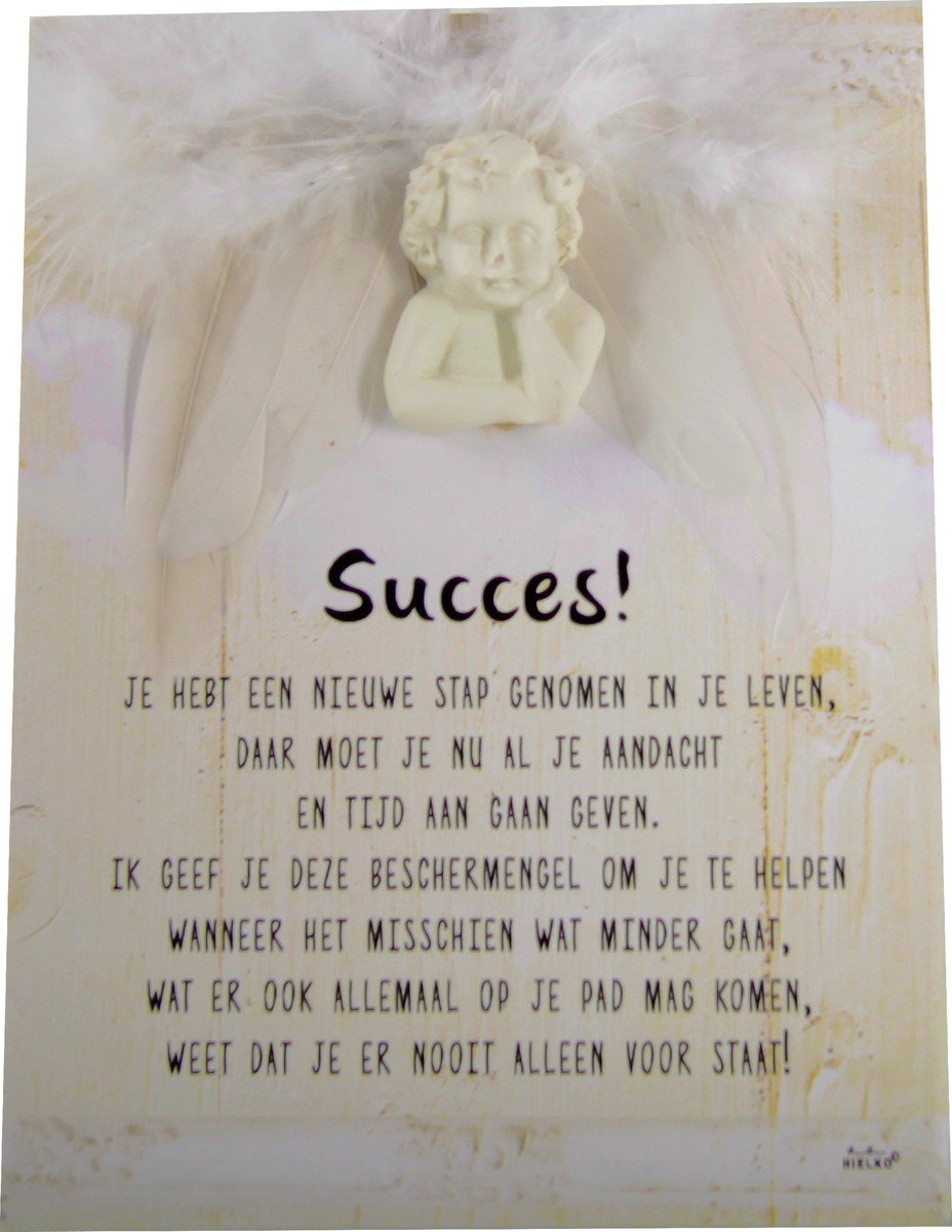 Beschermengel op tegel met uniek gedicht Succes - Succes - veel geluk- New Dutch® | bol.com