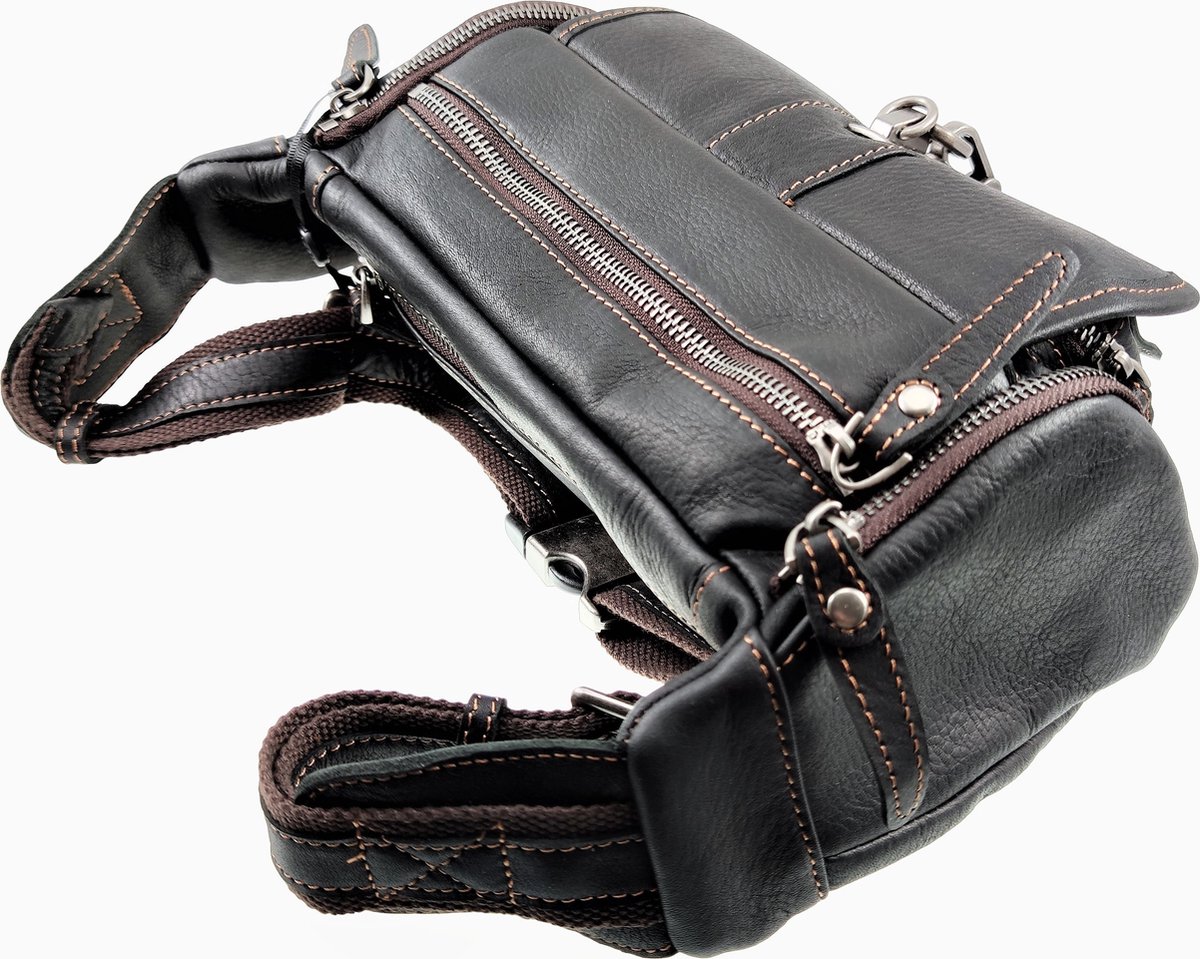 Groot Heuptas Unisex - Zwarte Leren - Schoudertas - Informal ...