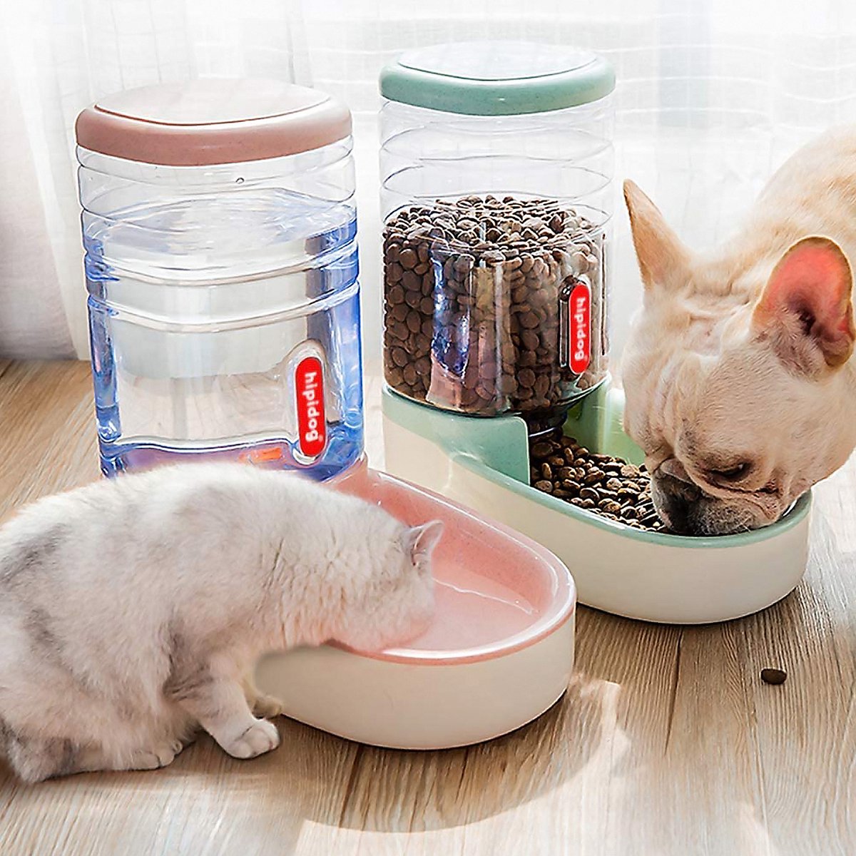 Automatische Dierenvoeder (set van 2) - Kat & Hond - Waterbak + Voerbak ...