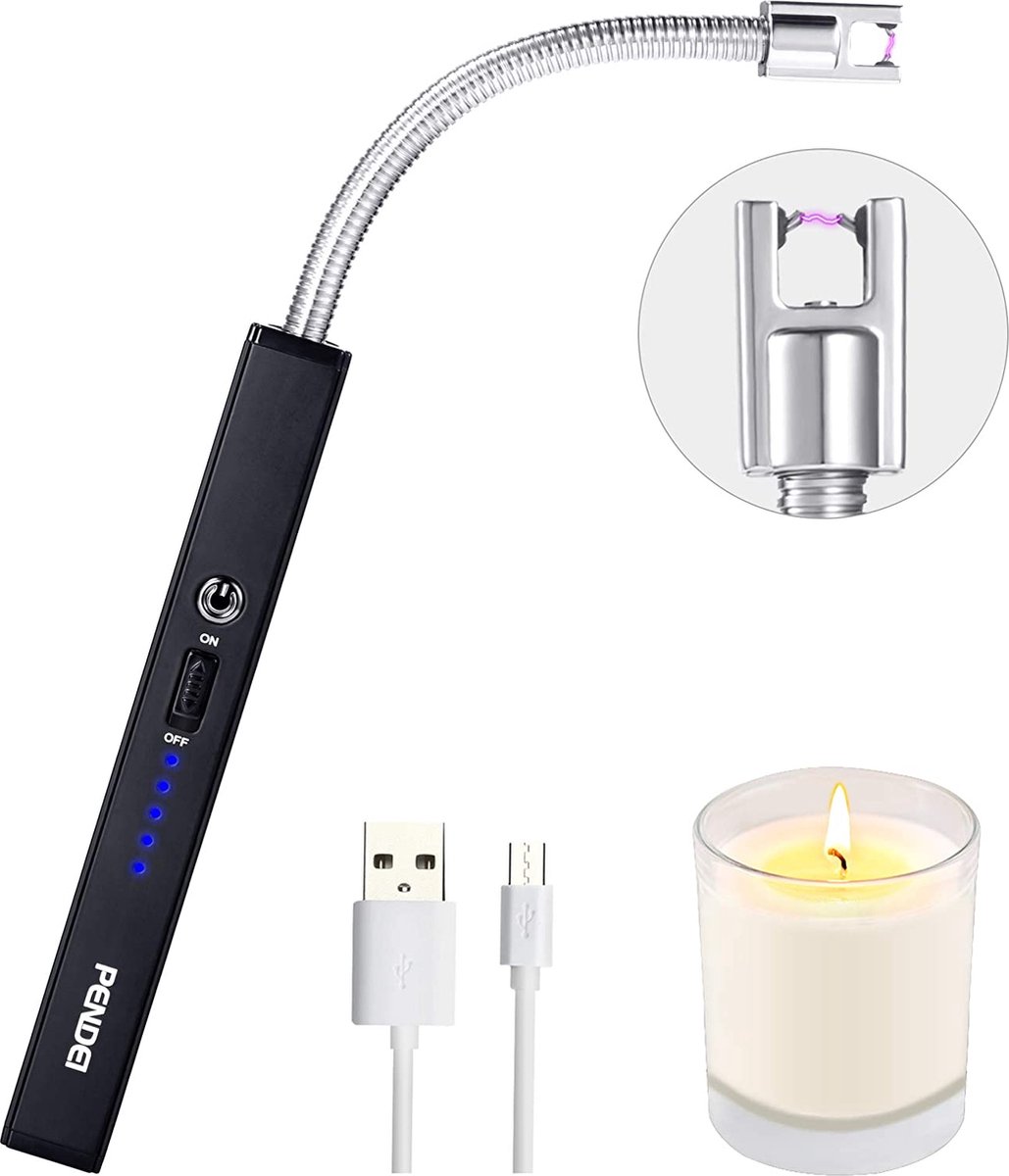 PENDEI Elektrische aansteker, oplaadbaar, USB met batterij-indicator ...
